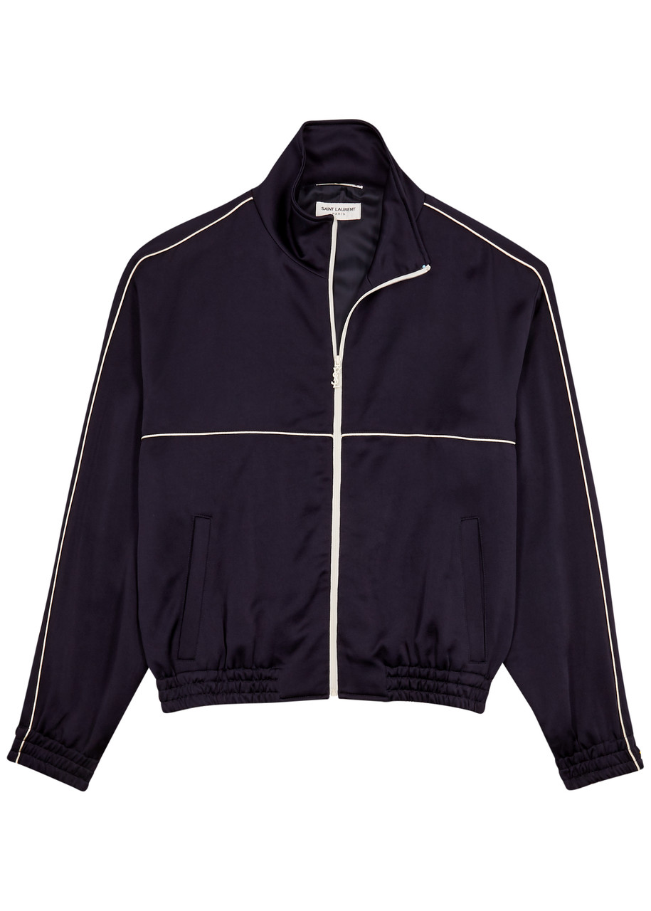 Saint Laurent Jersey Track Jacket - Dark Blue | Editorialist